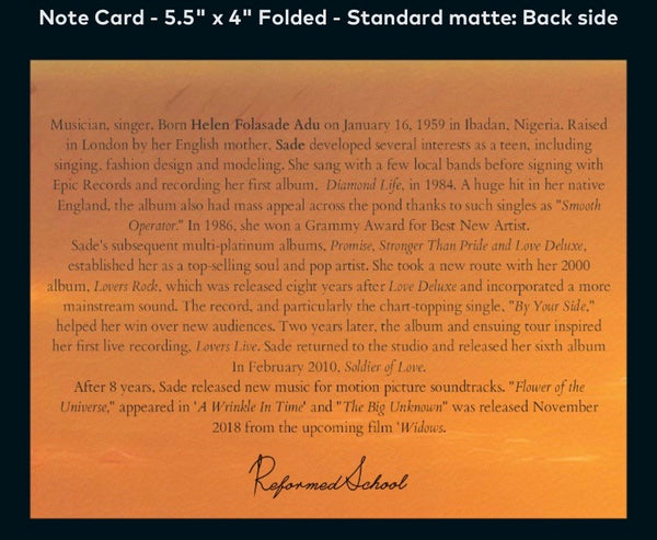 Sade - A2 Blank Greeting Card - ReformedSchool